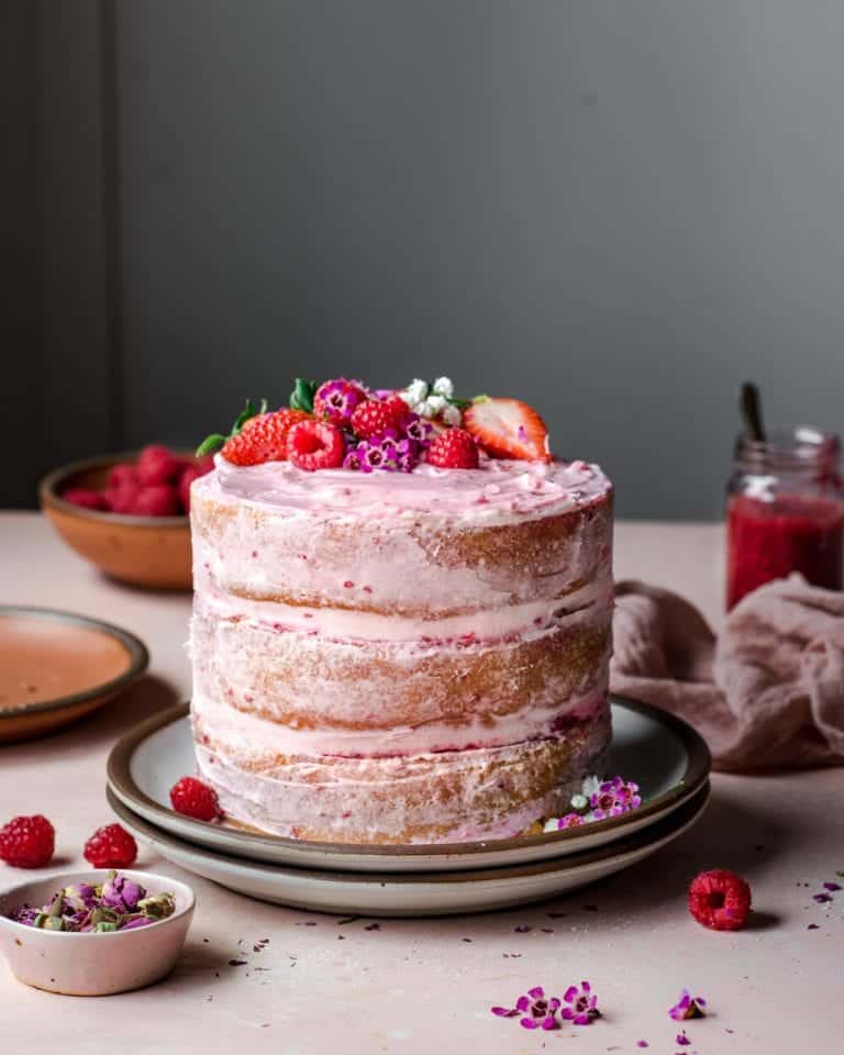 Vegan Vanilla Layer Cake with Raspberry Jam - Rainbow Plant Life