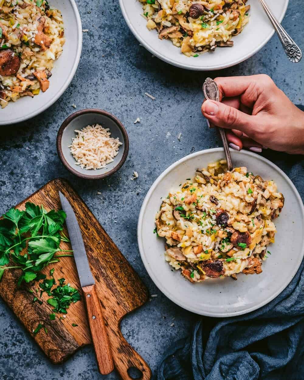 Vegan Miso Butter Mushroom Risotto | Rainbow Plant Life
