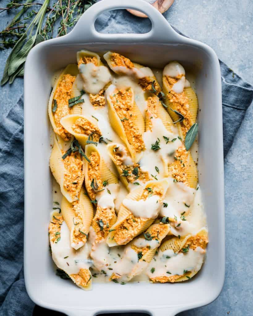 Vegan Pumpkin Ricotta Stuffed Shells - Rainbow Plant Life