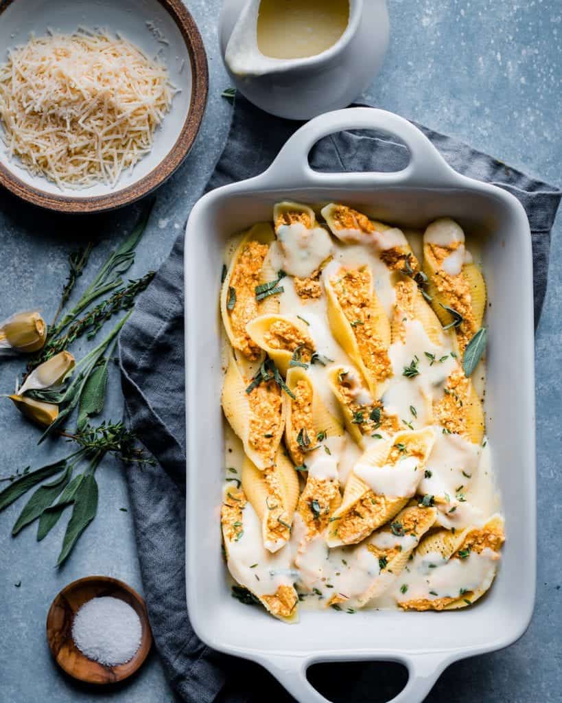 Vegan Pumpkin Ricotta Stuffed Shells - Rainbow Plant Life