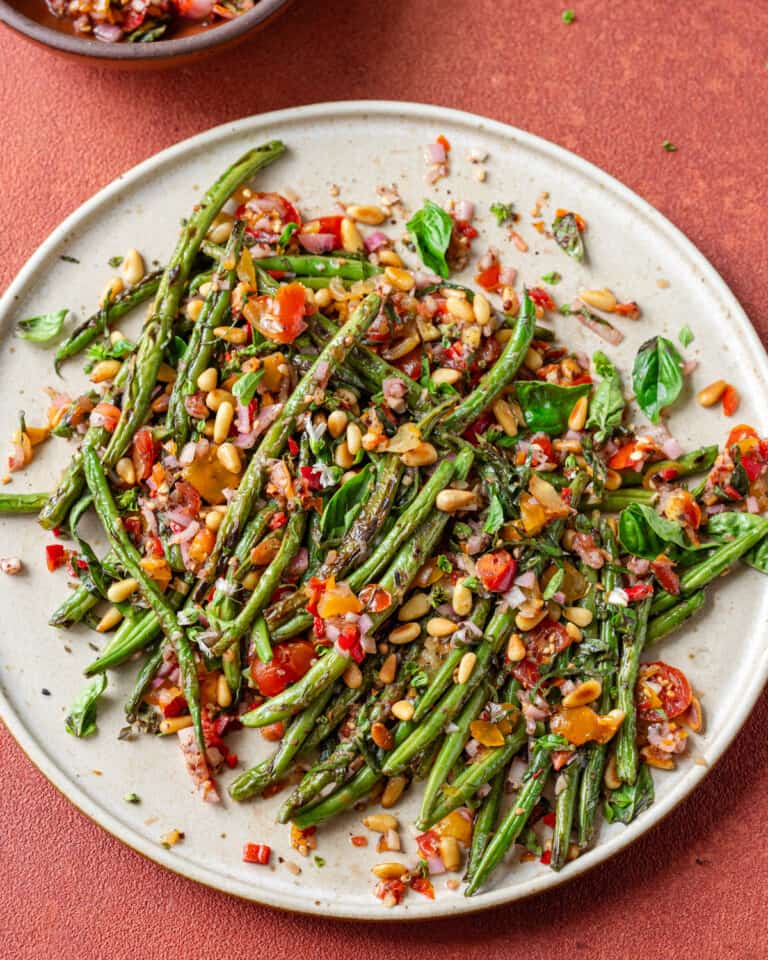 Charred Green Beans with Herby Lemon Salsa - Rainbow Plant Life